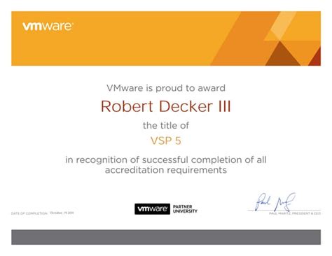 Vmware Vsp 5 Certificate Pdf