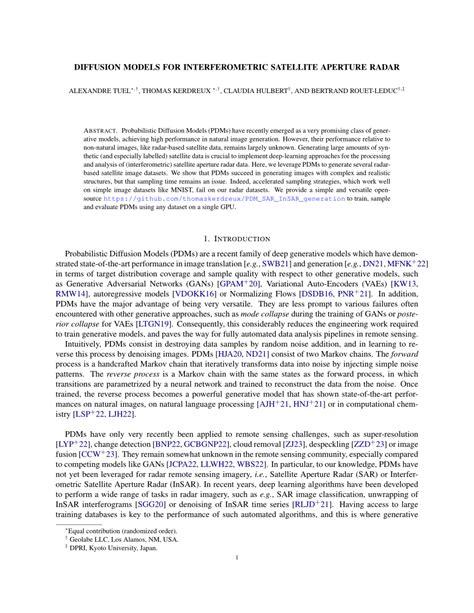 Pdf Diffusion Models For Interferometric Satellite Aperture Radar