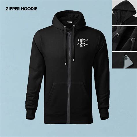 git push git paid black zipper hoodie v 1728987676