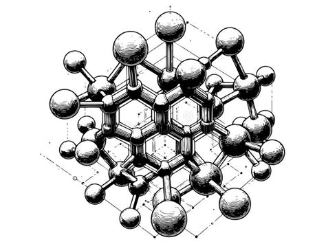 Hand Drawn Molecular Structure Sketch On White Background Vector Generative Ai Stock