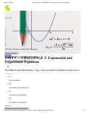 College Algebra CHALLENGE Exponential And Logarithmic Equations Pdf PM