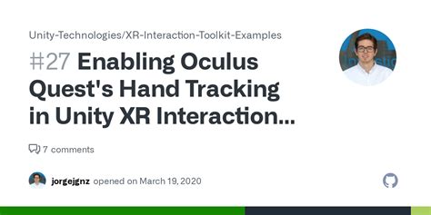 enabling oculus quest s hand tracking in unity xr interaction toolkit · issue 27 · unity