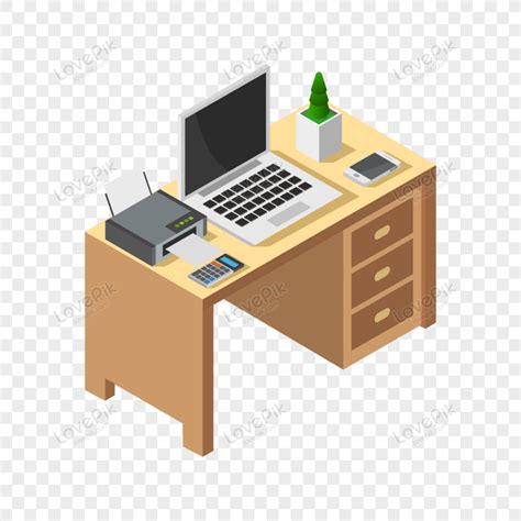 아이소 메트릭 사무실 책상 Png 일러스트 무료 다운로드 Lovepik