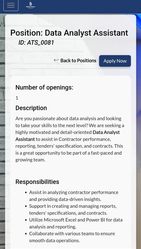 Data Analyst Assistant Yes Jobspress