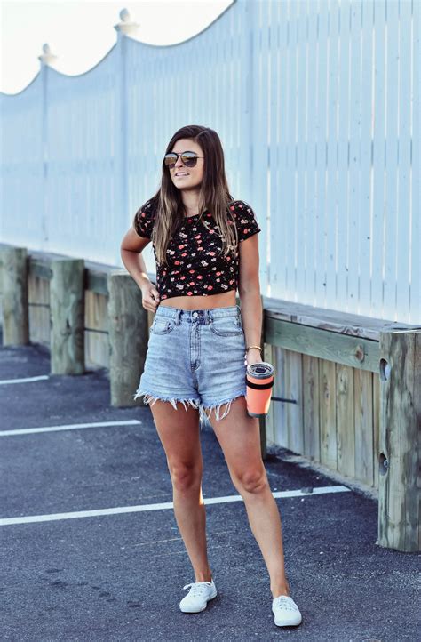 High Waisted Jean Shorts And Crop Top