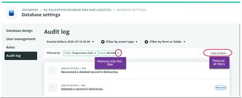 Viewing A Database Audit Log Activityinfo Information Management Software For Mande Reporting