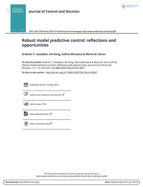 pdf robust model predictive control reflections and opportunities