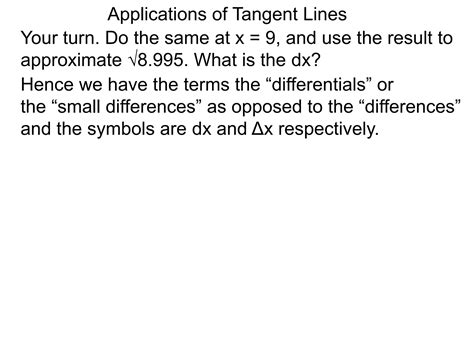 Applications Of Tangent Lines PPTX