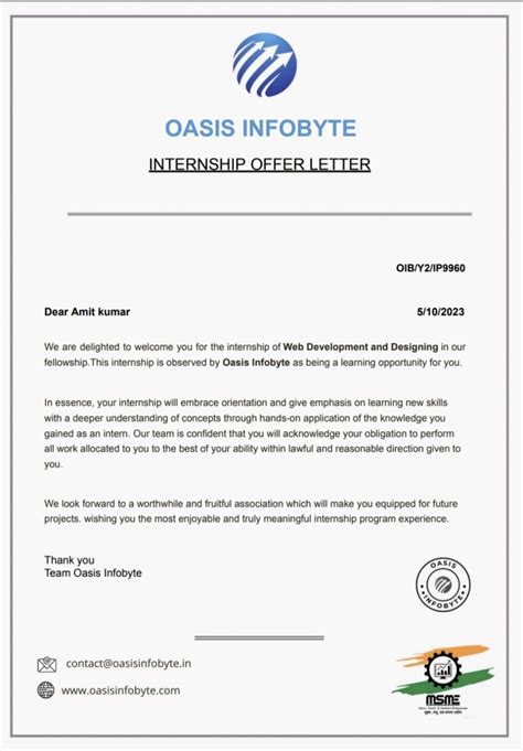 Amit Kumar On Linkedin Oasisinfobyte Internship Oasisinfobyte