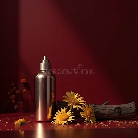 Reflective Elegance Mirror Polished Steel Surface Moody Dramatic Tones On Ruby Red With Golden