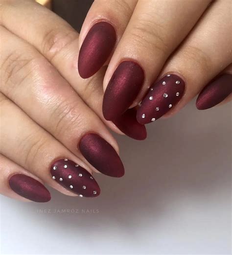 Dark Red Design Nails
