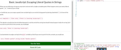 Problems With Escaping Literal Quotes In Strings Javascript The Freecodecamp Forum