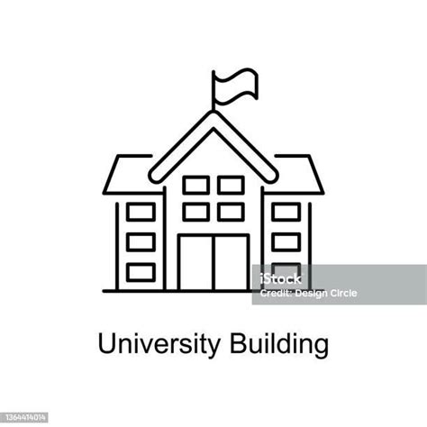 University Building Vector Outline Icon Design Illustration Educational Technology Symbol On