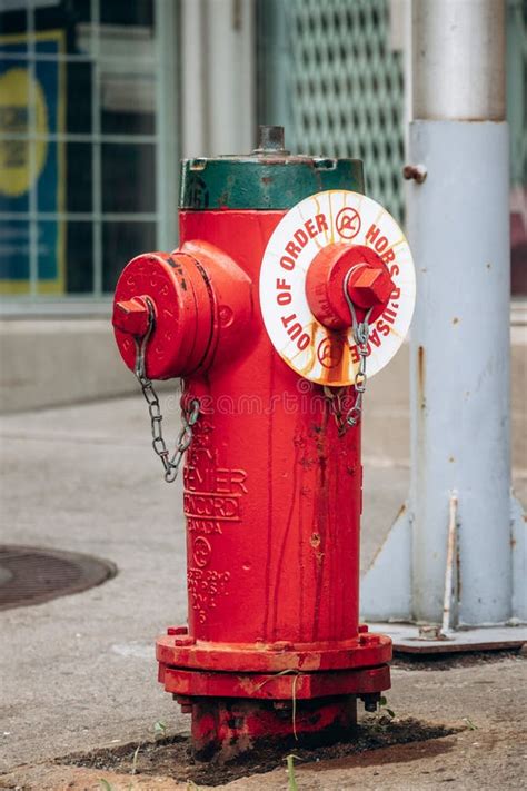Close Up Views Of Classic Red Fire Hydrants Near Uqam In Downtown