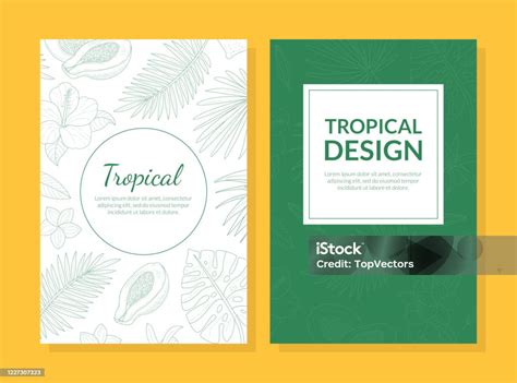 손으로 그린 이국적인 잎과 꽃 열대 디자인 카드 템플릿은 화장품 건강 관리 제품 스파 향수 결혼식 초대 벡터 일러스트레이션에 사용할 수 있습니다 계절에 대한 스톡 벡터 아트