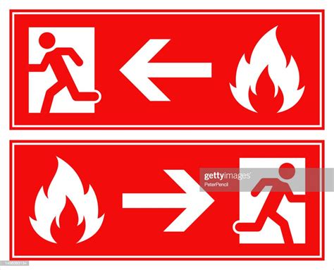 Fire Emergency Exit Sign Vector Set Stock Illustration Isolated High Res Vector Graphic Getty