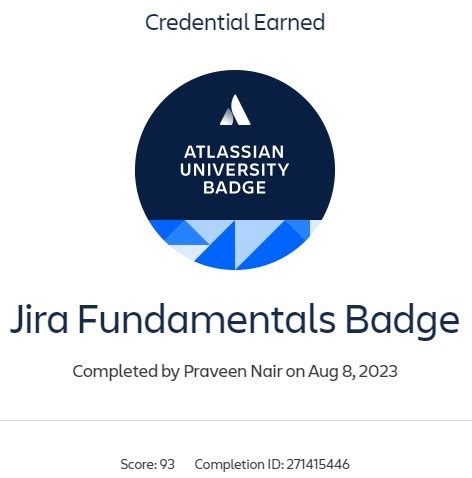 Jira Fundamentals Badge Earned NinethSense OWnZ ME