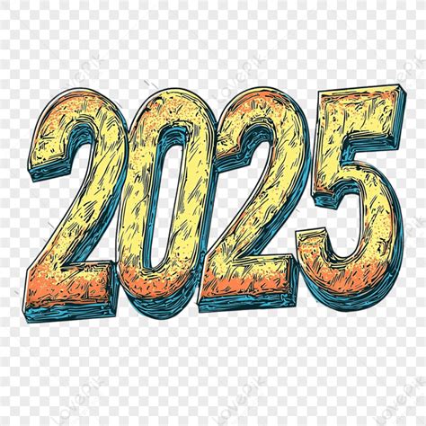 2025 レトロスタイルのテキスト効果 イラスト， 壁紙 良い 2025 年を 2025年 フリー素材 透過 Lovepik