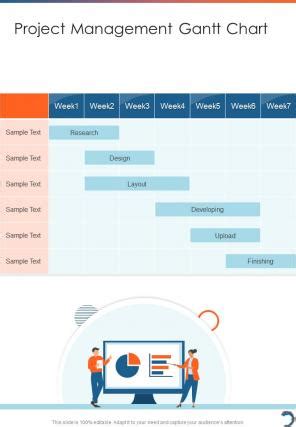 Project Management Gantt Chart One Pager Sample Example Document Presentation Graphics