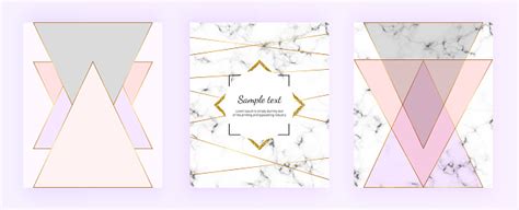 대리석 질감 골드 라인 삼각형 파스텔 핑크 회색 색상 배경으로 커버 기하학적 디자인을 설정 합니다 초대장 카드 배너 결혼식 현수막 파티 전단지 브로셔 용 트 렌 디 한