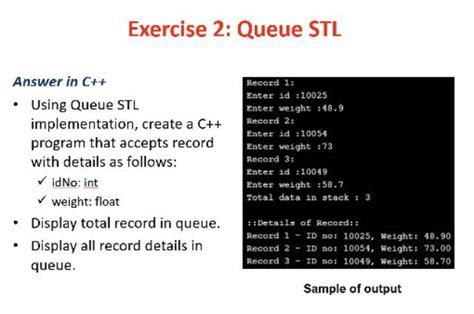 Solved Exercise 2 Queue Stl Answer In C Using Queue Stl