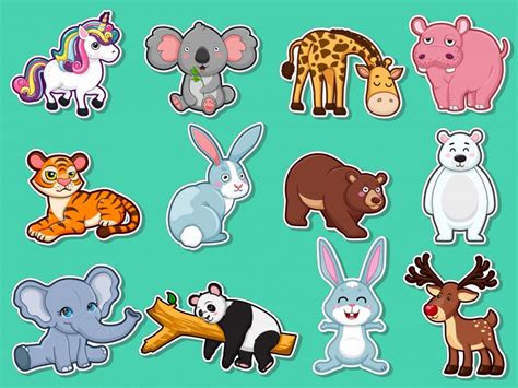 دانلود مجموعه 12 عددی وکتور حیوانات با پس زمینه رنگ سبز دانلود رایگان