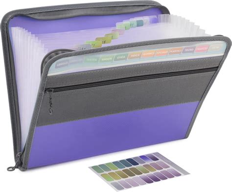 Nafy Accordion File Organizer 13 Pockets Expanding File Folder With Zipper A4