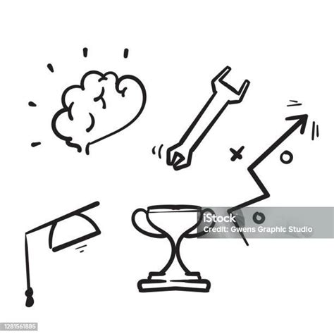 인포그래픽 목적 아이콘 일러스트 벡터 절연용 손으로 그린 낙서 요소 층계에 대한 스톡 벡터 아트 및 기타 이미지 층계