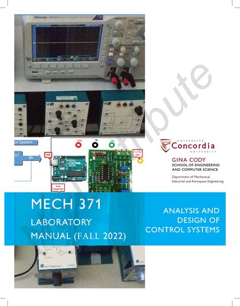 Mech 371 Lab Manual 2022 Fall Analysis And Design Of Control Systems Mech 37 Laboratory Manual