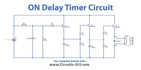 On Delay Timer Circuit Using Three 2N3904 NPN Transistors
