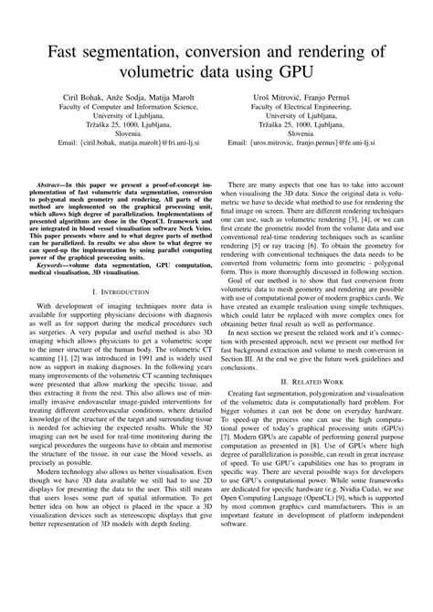 Pdf Fast Segmentation Conversion And Rendering Of Volumetric Data Using Gpu