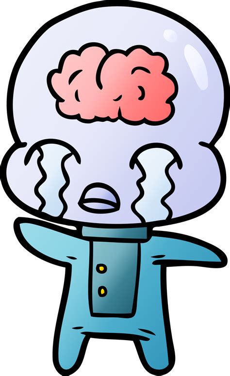 Cartoon Big Brain Alien Crying 44981133 Png