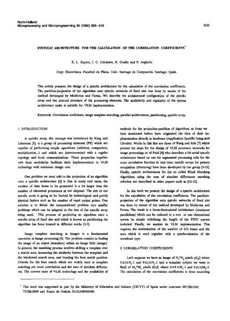 pdf systolic architecture for the calculation of the correlation