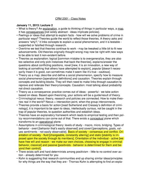 Lecture Notes All Lectures Crm 2301 Class Notes January 11 2013 Lecture 2 What Is Theory