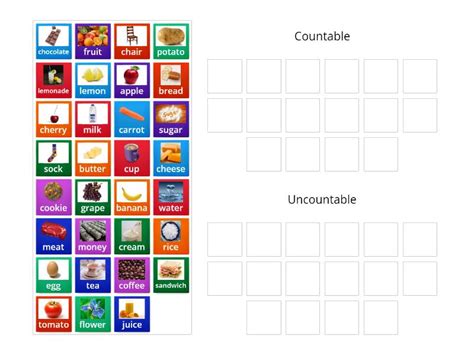 Countable and Uncountable nouns 按組排序