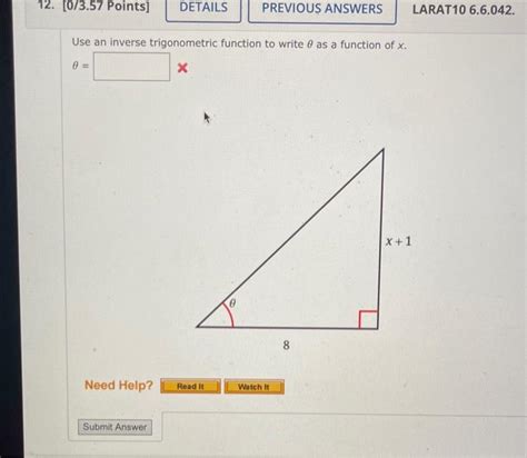 Solved Use An Inverse Trigonometric Function To Write θ As A