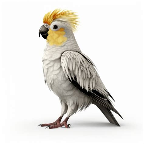 Realistic 3d Rendering Of Colorized Cockatiel With High Key Lighting
