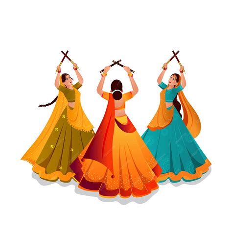 Premium Vector Dandiya Night Dancing Vector Illustration For Happy