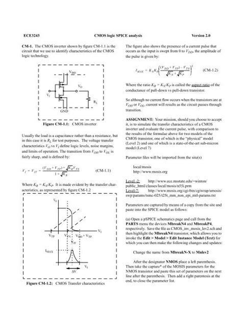 Cm 1 The Cmos Inverter Shown By Figure Cm 1 1 Is The Circuit That