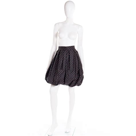1980s Thierry Mugler Black Bubble Skirt W Pink And Cream Geometric