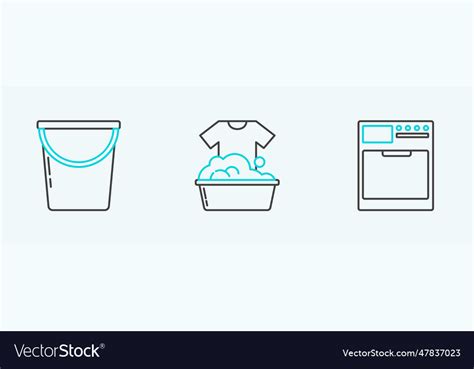 Set Line Washer Bucket And Plastic Basin Vector Image