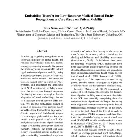 embedding transfer for low resource medical named entity recognition a