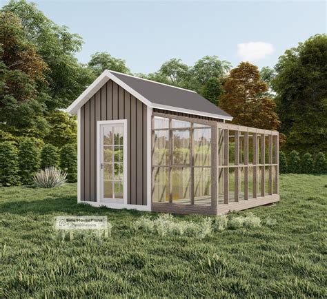 14x14 Shed Greenhouse Combo Plans Garden Storage Pdf Download Etsy