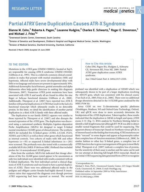Pdf Partial Atrx Gene Duplication Causes Atr X Syndrome Dokumentips