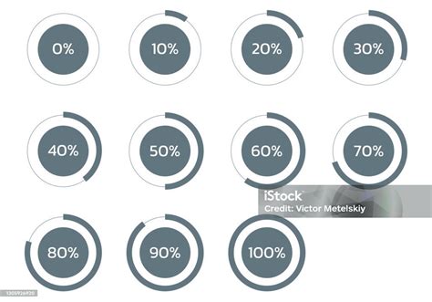 서클 퍼센트 다이어그램 백분율 원형 차트입니다 진행 인포그래픽 집합입니다 비즈니스 정보 그래픽 디자인 벡터 그림입니다 퍼센트 기호에 대한 스톡 벡터 아트 및 기타 이미지