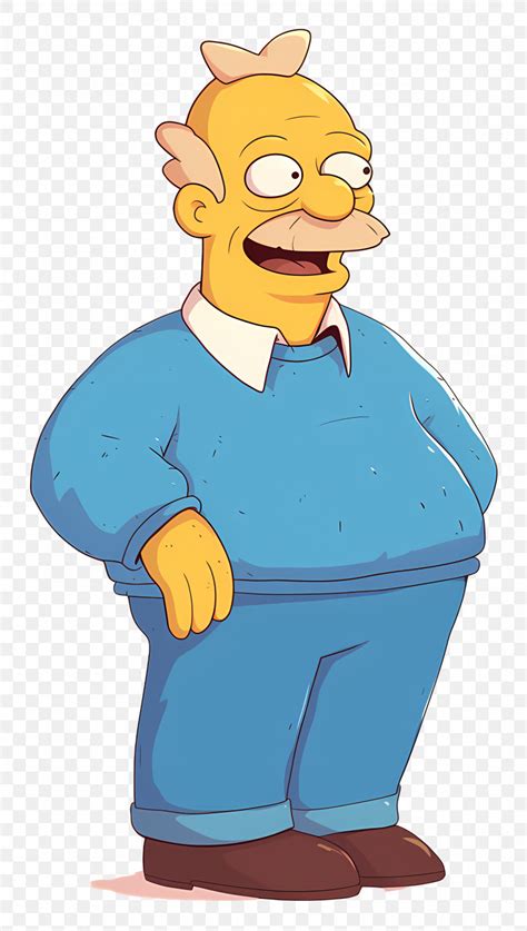 Grandpa Simpson Cartoon Elderly Man Character In Blue Sweater Png