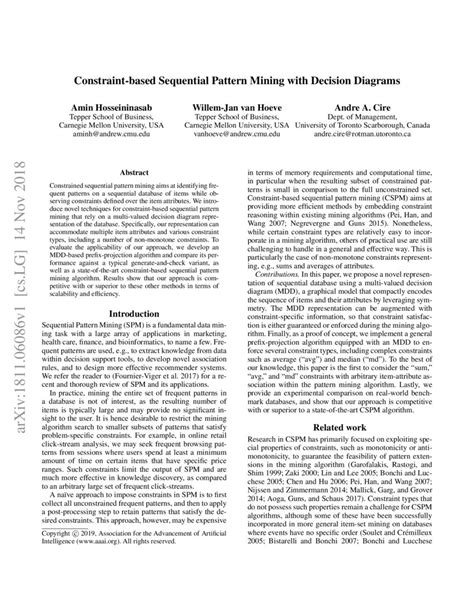 Constraint Based Sequential Pattern Mining With Decision Diagrams Deepai