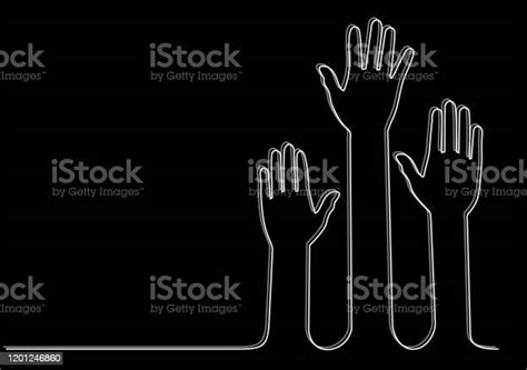 제기 손 자원 봉사 연속 한 줄 그리기 미니멀리즘 디자인 벡터 개념 개념에 대한 스톡 벡터 아트 및 기타 이미지 개념 낙서 드로잉 드로잉 Istock
