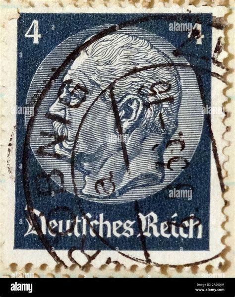 German Third Reich Postage Stamp Depicting President Paul Von
