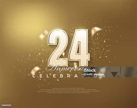 금색 바탕에 흰색 숫자가 있는 럭셔리 골드 24주년 기념 행사 포스터 배너 축하 인사말을 위한 프리미엄 벡터 24에 대한 스톡 벡터 아트 및 기타 이미지 Istock